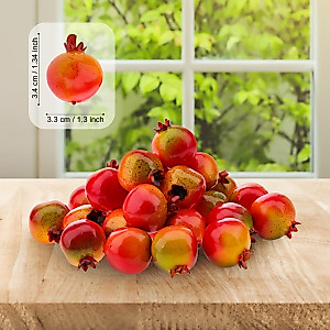 Meiwlong 26 PCS Fake Mini Foam Pomegranate Artificial Realistic Lifelike Fruits Indoor Home House Kitchen Supermarkets Decoration Autumn Festival Party Photography Props