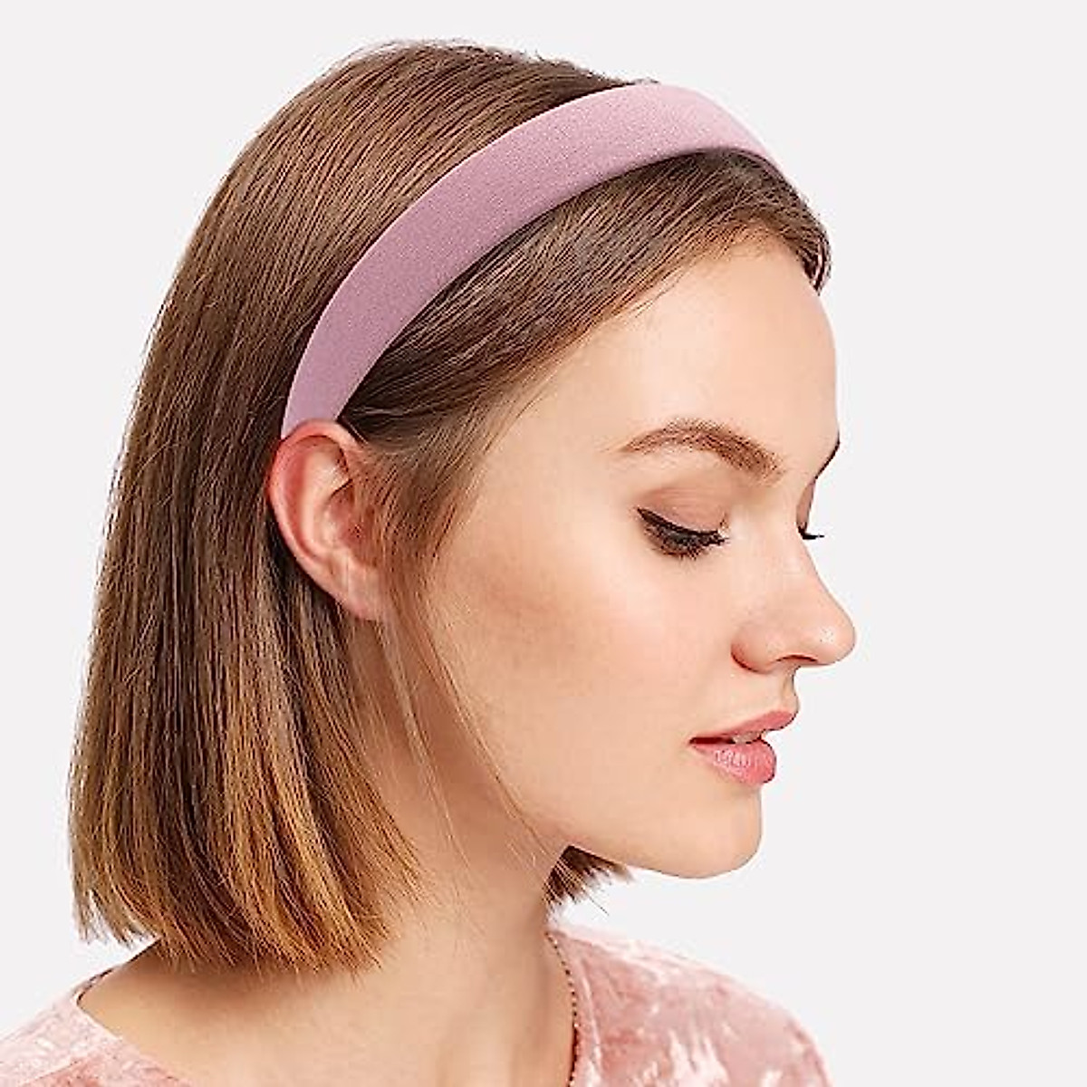 7pcs Fashion Headbands for Women, Wide Floral Headbands for Girls, Pearl Headband Non Slip Head Bands for Women's Hair Accessories (Pink)