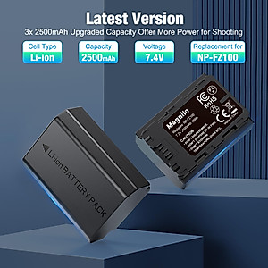 Magolin NP-FZ100 Camera Replacement Battery 2500mAh*3 Compatible with Sony A7R V, A7 IV, A7S III A7R IV, A7R III, A7 III, A7C, A6600, A6700, FX3, ZV-E1, A1, A9-4265