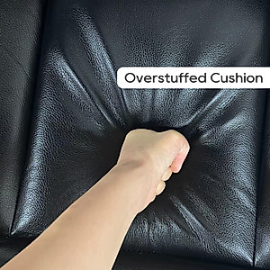 Power Loveseat Recliner Couch with console, Faux Leather Reclining Dual Recliners with LED Lights, Comfort Stretch Love Seat Recliner Sofa, Movie RV Theater Seating Chairs for Living Room, Home, Black