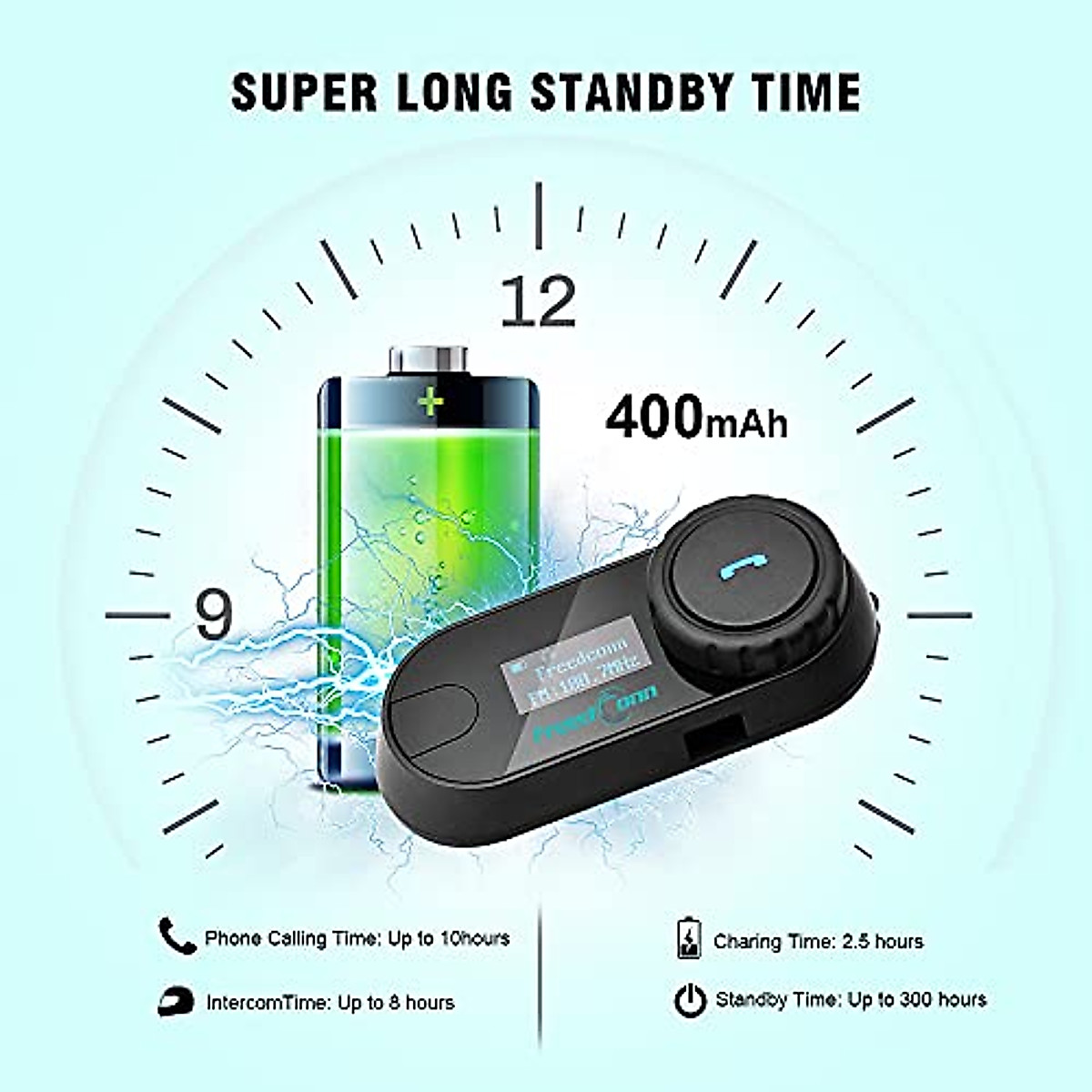 FreedConn Motorcycle Helmet Bluetooth Intercom Interphone Headset Headphones Kit, T-COMSC for 2 or 3 Riders/LCD Screen / MP3 Player/GPS/FM Radio/Hands Free (5 pin)