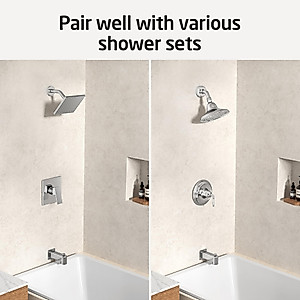 KES Bath Tub Faucet Replacement, 5-3/8 Inch Bathtub Spout with Diverter Metal Contruction(Inside and Out), Slip-on Shower Spout Fits 1/2 Inch Copper Pipe, Chrome, PTSN300-CH