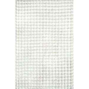 nuLOOM Jeni Solid Faux Rabbit Machine Washable Runner Rug, 2' 6" x 8', White