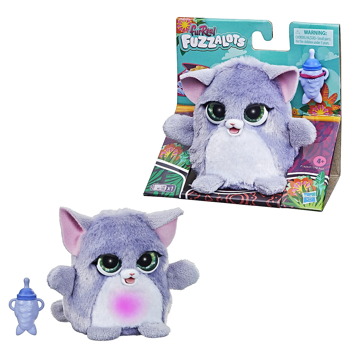 FurReal Fuzzalots Kitty Color-Change Interactive Feeding Toy, Lights and Sounds, Ages 4 and up