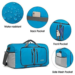 G4Free 40L 65L Foldable Duffel Bag Water Resistant Carry On Tote Bag Lightweight Packable Duffel Bag for Travel Overnight Weekender Bag for Men Women