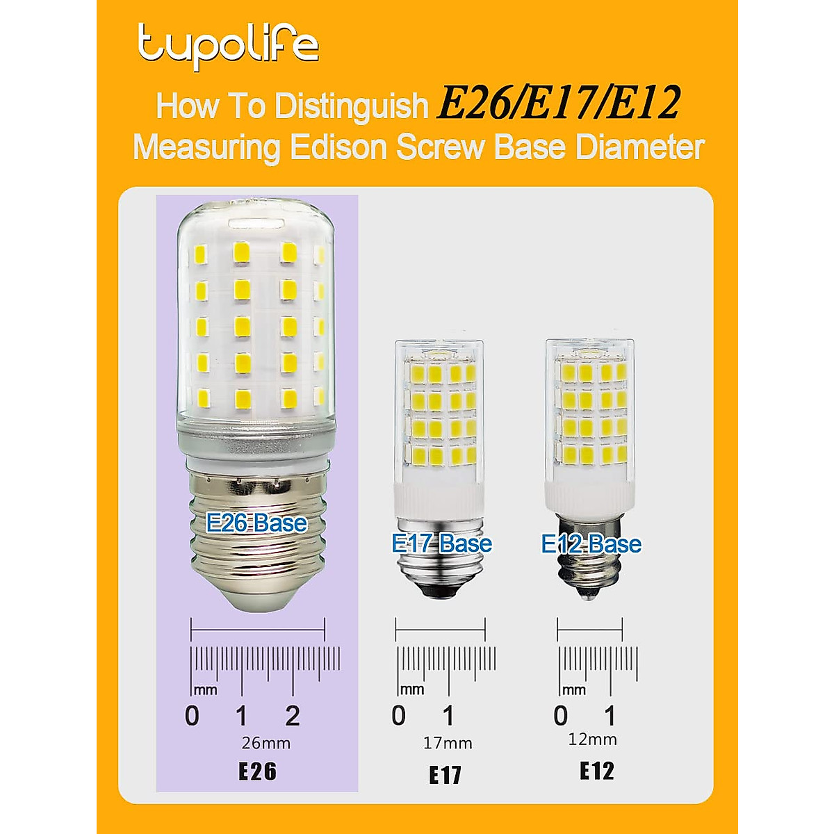 Tupolife E26 Refrigerator Light Bulb AC100-265v 3.5w Replacement Compatible with Frigidaire Appliance Fridge LED Lamp, 4W 40W Equivalent Cool White 6000K, 2 Pack