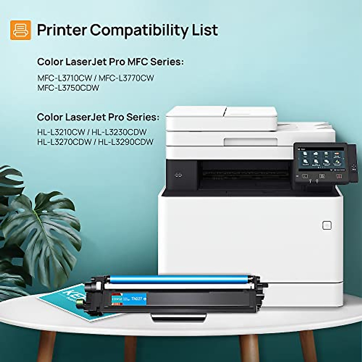 TN227 TN-227BK/C/M/Y High Yield Compatible Toner Cartridge Replacement for Brother TN227 TN 227 TN223 Compatible with MFC-L3770CDW MFC-L3750CDW MFC-L3710CDW HL-L3270CDW HL-L3210CW Printer, 5 Pack