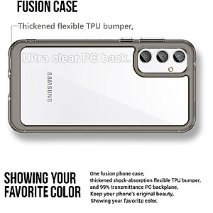 for Samsung S23 FE Case, Samsung Galaxy S23 FE 5G Case, with[Tempered Glass Screen Protector][Built-in 4 Airbags][Not-Yellowing] Military-Grade Shockproof Case for Galaxy S23 FE, Clear-Black