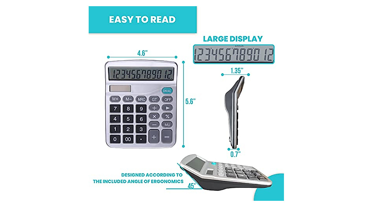 LICHAMP Desk Calculator 4-Pack with Large Display & Big Buttons