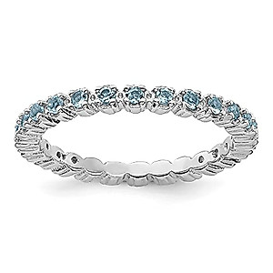 IceCarats 925 Sterling Silver Blue Aquamarine Stackable Ring Gemstone Band March Birthstone Jewelry Size 6.00