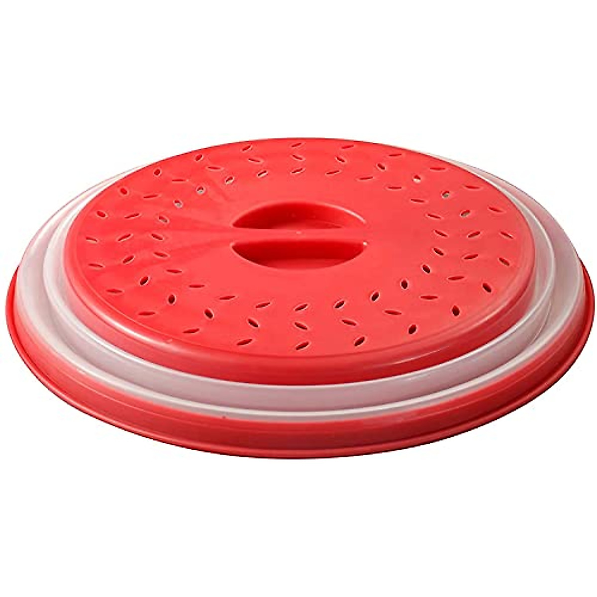 Collapsible Microwave Food Plate Cover,Vented,BPA Free Food Grade Silicone Lid-Red