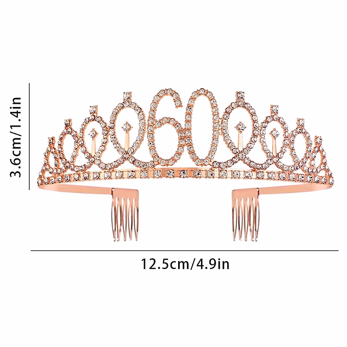 Ceqiny 60th Birthday Sash Tiara and Crowns for Girls, Birthday Queen Rose Gold Tiara, Princess Tiara Rhinestone Headbands with Combs Bridal Wedding Tiaras for Wedding Prom Bridal Party Christmas