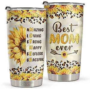 Mothers Day Gifts For Mom From Daughter Son, 20oz Stainless Steel Insulated Tumbler, Grandma Nana Mom Birthday Gifts, Best Mom Ever Gifts, Sunflower Tumbler, Gifts For Women, Mom Coffee Mug