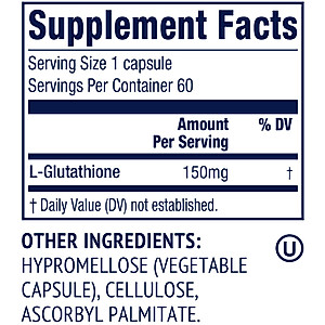 Vimergy Glutathione Capsules, 60 Servings – Natural Immune Supporting, Antioxidant & Detox Supplement - Gluten-Free, Kosher, Soy-Free, Vegan, Paleo Friendly