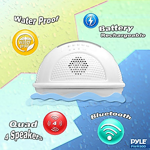 Pyle Portable Waterproof Floating Pool Speaker-Outdoor Wireless Bluetooth Compatible Rechargeable Battery Powered Shower loud Speaker System-USB Charger-iPod Android iPhone-Pyle PWR90DGN (Green)