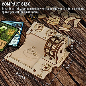 Commander EDH Command Zone Tray with Life Counter Wooden Compatible with Magic The Gathering, MTG