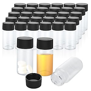 SENENQU 100 PCS 20ml (5 dram) Glass Vials Clear Small Liquid Sample Bottles with Screw Caps, 27.5mm Diameter x 57mm Length Leak-Proof Lab Sample Vials for Laboratory, Seeds