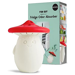 OTOTO Fun Guy Fridge Deodorizer - Food-Grade Fridge Smell Eliminator - Dishwasher Safe and BPA Free Refrigerator Baking Soda Deodorizer Holder- 2.75 x 2.75 x 3.38 inches