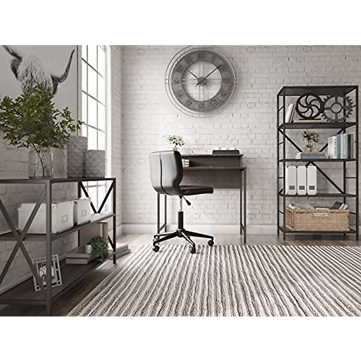 Signature Design by Ashley Freedan Home Office Desk, 36"W x 20"D x 36"H, Dark Gray
