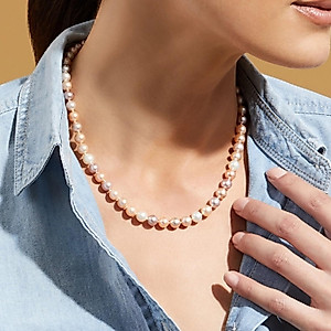 The Pearl Source 6.5-7.0mm AAA Quality Multicolor Freshwater Cultured Pearl Necklace for Women in 18" Princess Length