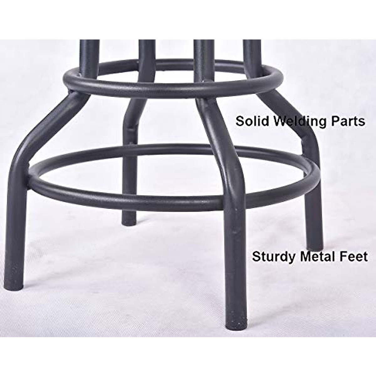 Diwhy Industrial Vintage Bar Stool,Kitchen Counter Height Adjustable Screw Stool ,Swivel Bar Stool,Metal Wood Stool,27 Inch,Fully Welded Set of 2 (Wooden Top)