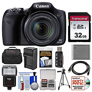 Canon PowerShot SX530 HS Wi-Fi Digital Camera with 32GB Card + Case + Flash + Battery & Charger + Tripod + Kit (Renewed)
