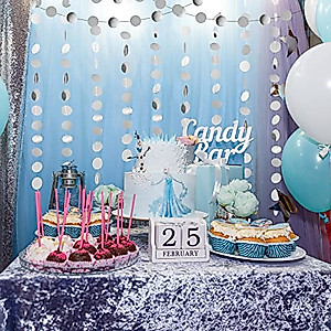 MIAHART 4 Pcs Circle Dots Garland 52 Feet Silver Decorations Party Garland Hanging Banner for Birthday Baby Shower Wedding Christmas Party Decor