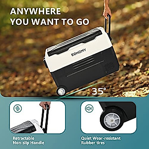 EUHOMY 12 Volt Refrigerators, -4℉~68℉, 48 Quart Portable Freezer Electric Cooler 12/24V DC & 120-240V AC, Removable Divider, Car Fridge For Car, RV, Camping, Travel, Fishing, Outdoor or Home.