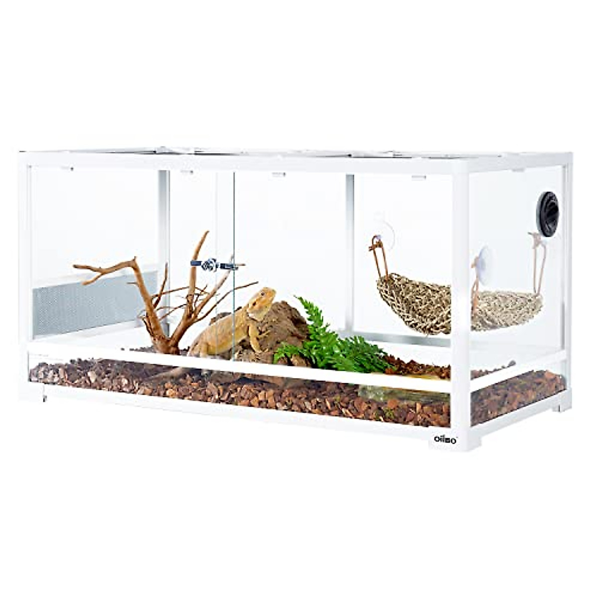 OIIBO 50 Gallon Reptile Terrarium,36" x 18" x 18" Knock Down Glass Reptile Tank, Sliding Door Terrariums Habitat for Reptiles Amphibians, Alternative Side Wire Mesh for Small Animals Use