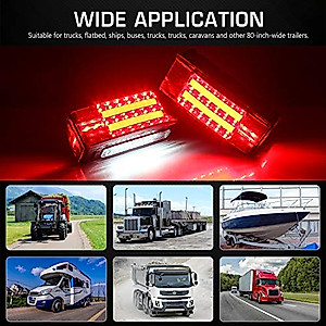 LINKITOM New Halo Rectangle Submersible LED Trailer Light, Super Bright Brake Stop Turn Tail License Lights for Camper Truck RV Boat Snowmobile Over 80" Inch