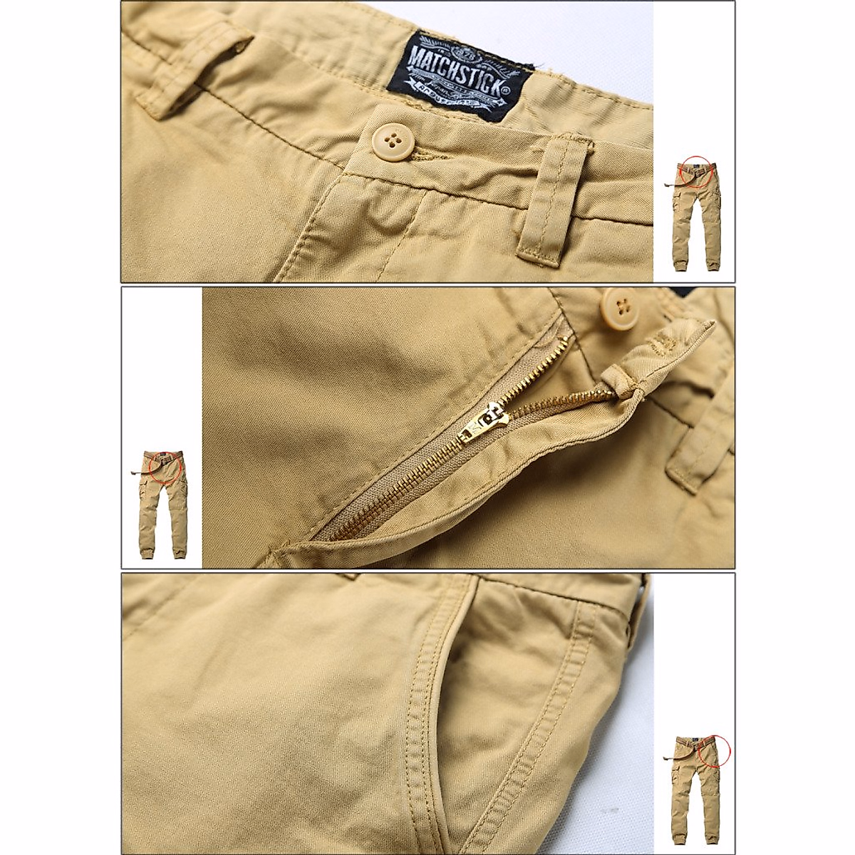 Match Men's Regular Fit Chino Jogger Cargo Pant (36W x 33L, 6539 Army Gray)