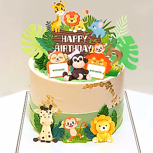 Jungle Safari Animal Cake Toppers Animals Cake Decorations for Jungle Safari Animals Theme Party Baby Showers Kid Birthday Party Supplies (Jungle Safari)