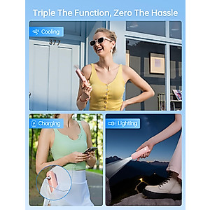 JISULIFE Handheld Mini Fan, 3 IN 1 Hand Fan, Portable USB Rechargeable Small Pocket Fan, Battery Operated Fan [14-21 Working Hours] with Power Bank, Flashlight Feature for Women,Travel,Outdoor-Pink, 1 Count (Pack of 1)