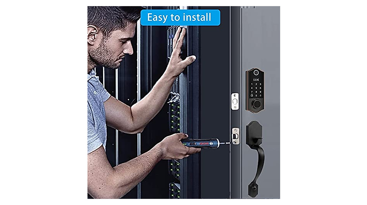 HARFO Fingerprint Door Lock, Keyless Entry Door Lock with Handles ...