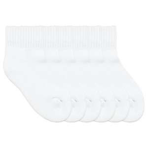 Jefferies Socks Mens Quarter Half Cushion Seamless Sport Socks 6 Pair Pack (Sock: 10-12/Shoe: 9-13, White)