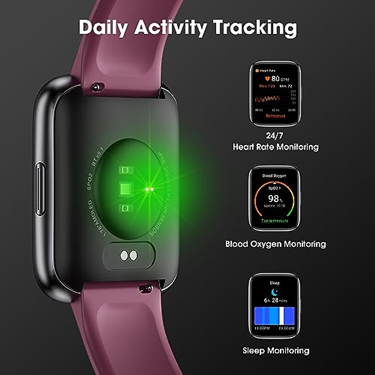 EURANS Smart Watch 45mm, AMOLED Fitness Watch with Heart Rate/Sleep Monitor Steps Calories Counter, IP68 Waterproof Activity Tracker Compatible with Android iOS