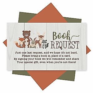 Hadley Designs - Rustic Woodland Animals Baby Shower Invitations, Book Request Baby Shower Guest Book Alternative, Diaper Raffle Tickets - 25 Cards