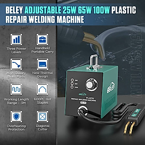 Plastic Welder Kit Hot Stapler - BELEY Adjustable 25W 65W 100W Plastic Repair Welding Machine, 110V Car Bumper Plastic Fixing Tool with 600pcs Staples