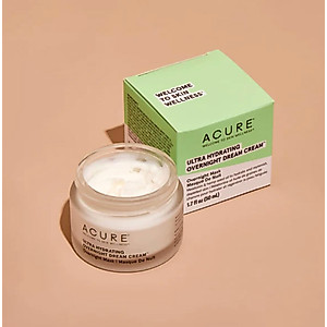 Acure Ultra Hydrating Overnight Dream Cream - All Night Booster Mask for Dry Skin - Made with Melatonin & Hemp Seef Oil Extract for Intense Moisture - 1.7 Fl Oz