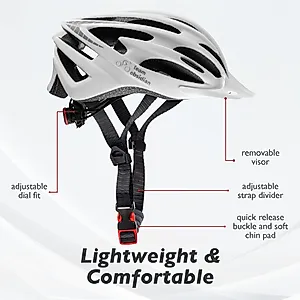 TeamObsidian Airflow Adult Bike Helmet - Lightweight Helmets for Adults with Reinforcing Skeleton - Comfortable and Breathable Cycling Mountain Bike Helmet - White M/L