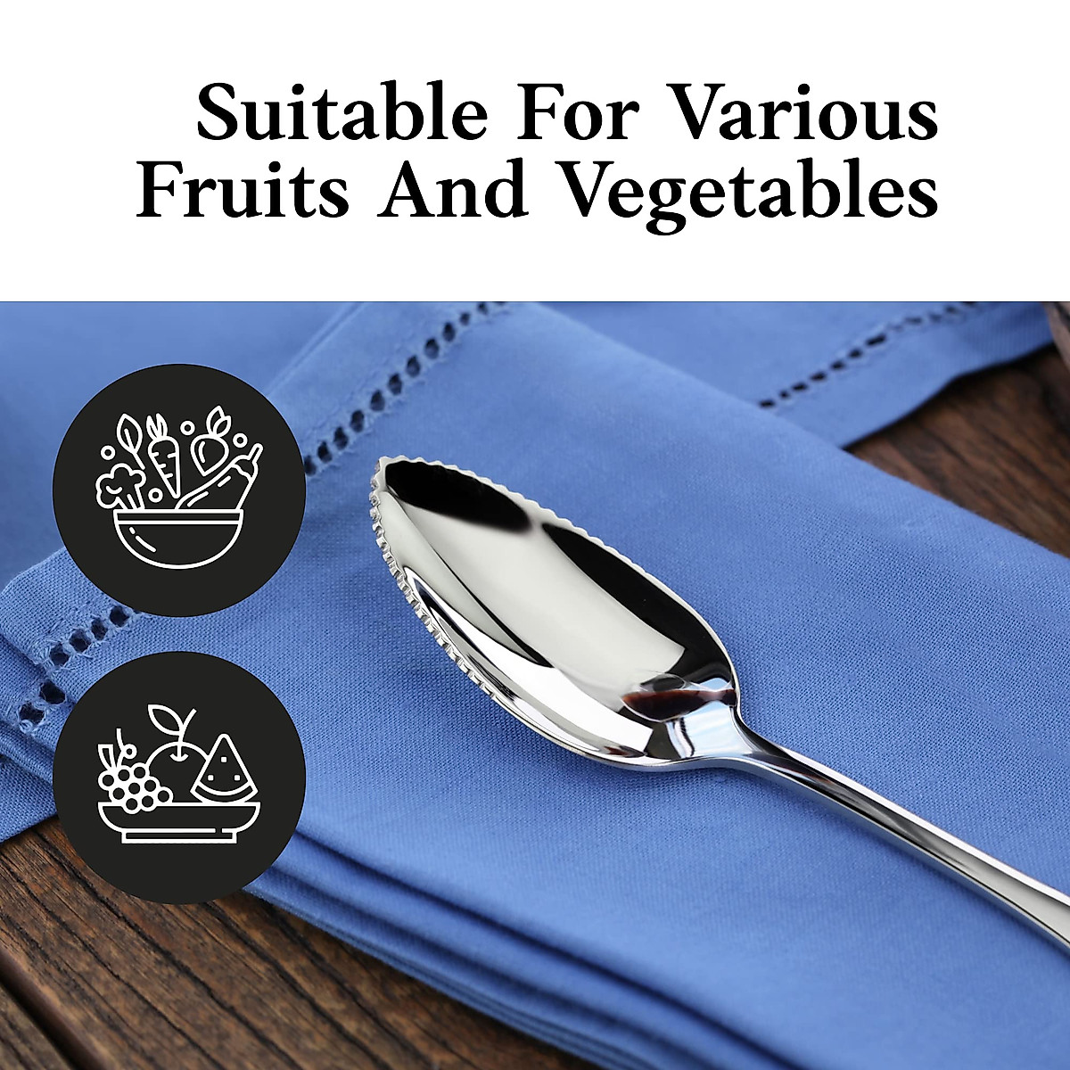 Artaste 59373 Rain 18/10 Stainless Steel Grapefruit Spoon, 6.35-Inch, Set of 6