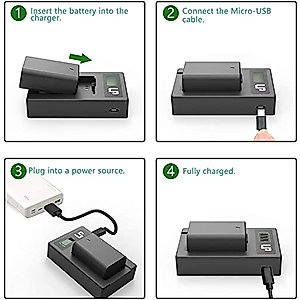 NP-FW50 Battery Charger, LCD Dual Charger Compatible with Sony Alpha A6000, A6400, A6100, A6300, A6500, A5100, A7, A7 II, A7R, A7R II, A7R2, A7S, A7S II, A7S2, A5000, A3000, RX10, NEX-3/5/7 Series
