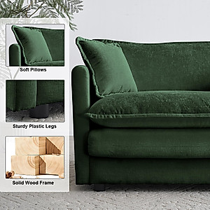 KIVENJAJA Oversized U-Shaped Modular Sectional Sofa, Modern Chenille 4-Seater Deep Seat Cloud Couch with 2 Ottomans/Chaises & 6 Pillows for Living Room Office, 146.5”W, Green