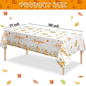 WovWeave 3 Pack Little Pumpkin Tablecloths Fall Baby Shower Party Decorations for Boy Girl A Little Pumpkin is On The Way Table Covers for Thanksgiving Pumpkin Party Favors Table Decor Supplies