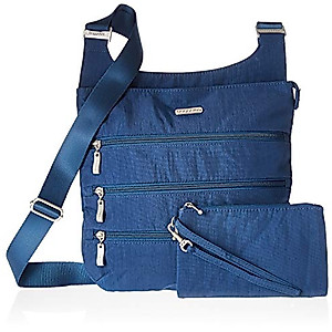 Baggallini unisex adult Big Zipper Travel Crossbody cross body handbags, Blue, One Size US