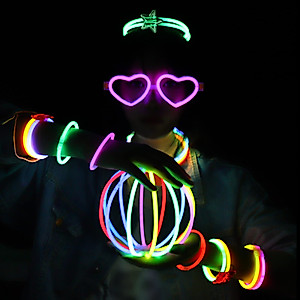 AIVANT Glow Sticks Bulk Party Supplies | 70 PCS 8 Inch Glowsticks with Connectors | Glow in the Dark Light Up Sticks Party Favors Decorations