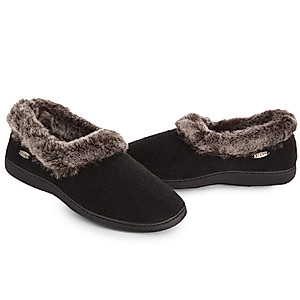 Acorn womens Chinchilla Collar Slipper, Smokey Taupe, 6.5-7.5 US