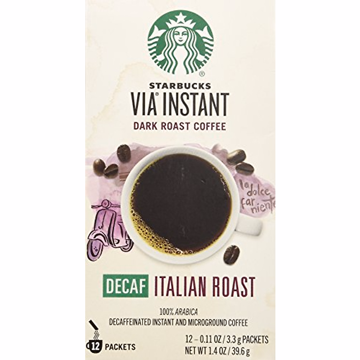 Starbucks VIA Decaf Italian Coffee 12 packets, 0.11 ounce