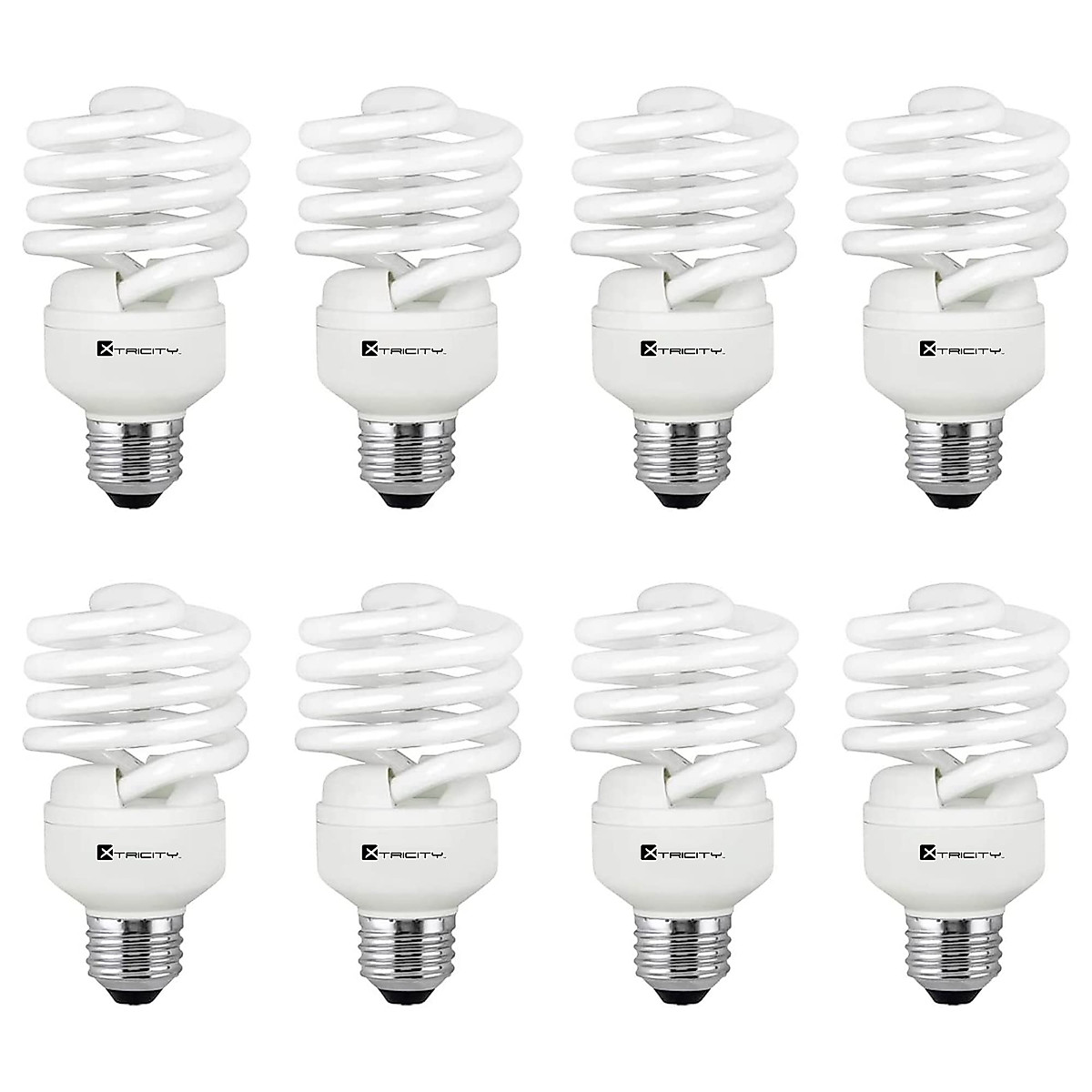 Xtricity Compact Fluorescent Light Bulb T2 Spiral CFL, 5000k Daylight, 23W (100 Watt Equivalent), 1520 Lumens, E26 Medium Base, 120V, UL Listed (Pack of 8)