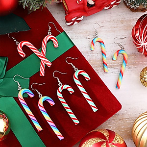 Remuuly 16 Pairs Christmas Earrings Candy Cane Dangle Earrings for Women Xmas Hook Jewelry Earrings Cute Earrings Dangle Drop Cute Jewelry for Girls Winter Holiday Festive Gifts